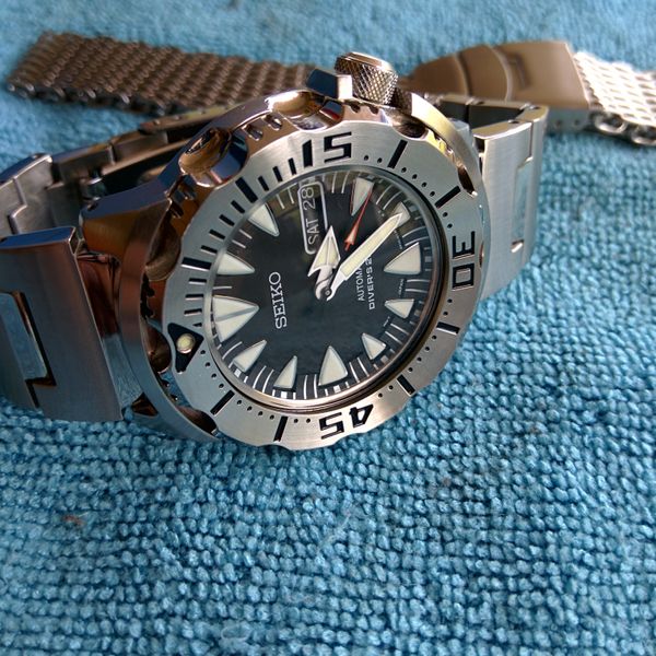 2nd Gen Seiko Monster Black Dial, Bracelet and Unused Mesh $150/obo ...