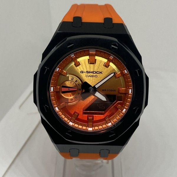 Casio G-Shock GA-2100FL-8AER â Volcano Eyeâ Custom Steel Case Mod Men's ...