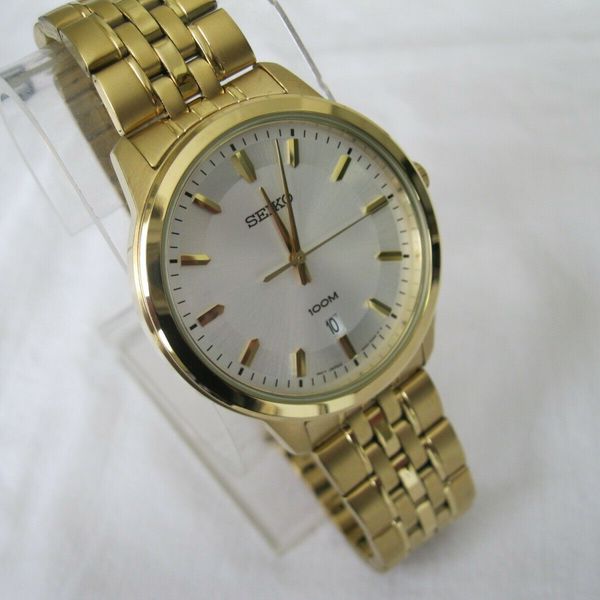 Men's Seiko SUR034 Silve Dial Gold Tone Stainless Steel W/Date Watch N ...
