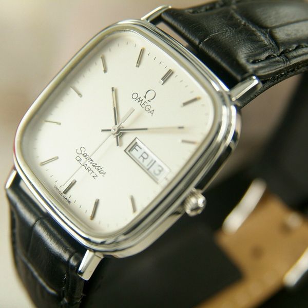 Omega Seamaster Quartz Cal.1435 Day/Date White Dial Men's Dress Watch ...
