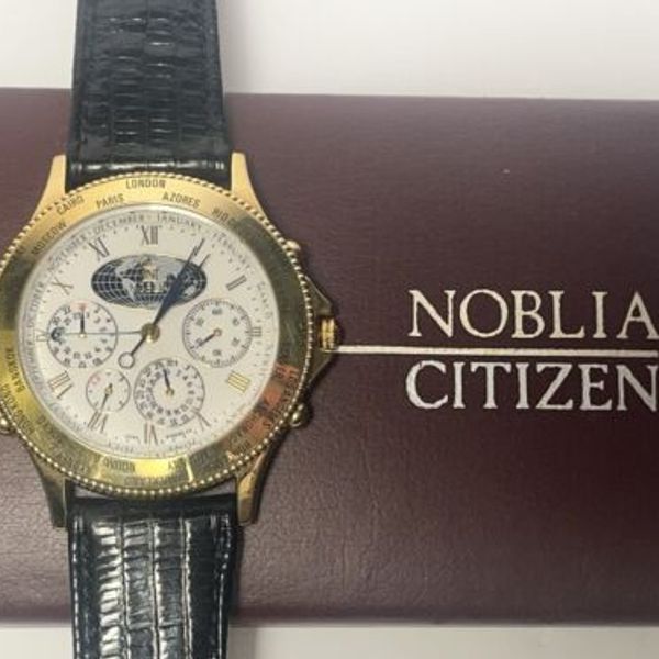 Citizen Noblia Perpetual Calendar World Time Menâ s Watch G70509 W/ Box ...