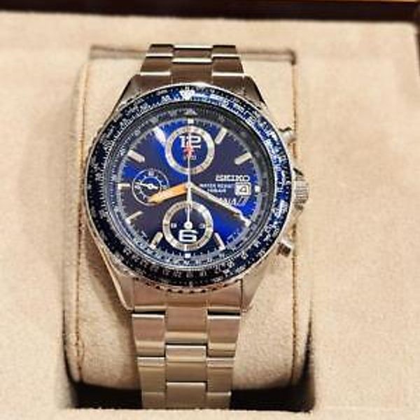 SEIKO Pilot Chronograph Blue Dial Ana Happy Flight Quality Watch ...