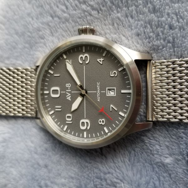 AVI-8 Flyboy Automatic Grey Dial with additional mesh bracelet ...