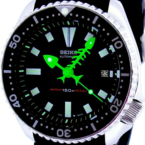 Vintage SEIKO diver watch FISH-BONE hands Mod with Genuine 7002 Big ...