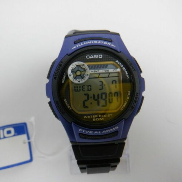 Casio W-213-2AVDF 39mm Resin Case Black Rubber Mineral Men's Watch ...