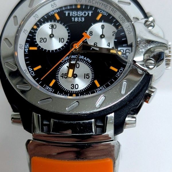 Tissot 1853 Chronograph T-Race Wristwatch Tachymeter w/Orange Strap ...