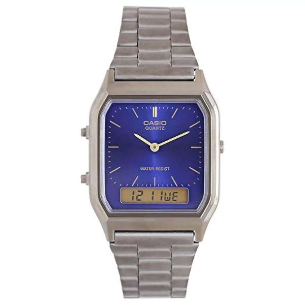 Casio Men's AQ-230GG-2A Combination Wristwatch, Dark Gray with Blue Face | WatchCharts Marketplace