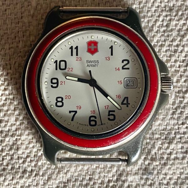 Vintage Swiss Army Victorinox Military Field Watch Red Bezel Marlboro ...