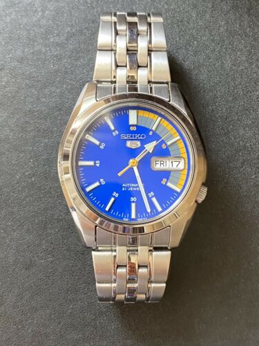 Seiko 5 Automatic Blue Dial Silver Stainless Steel Men’s Watch SNK371K1 ...