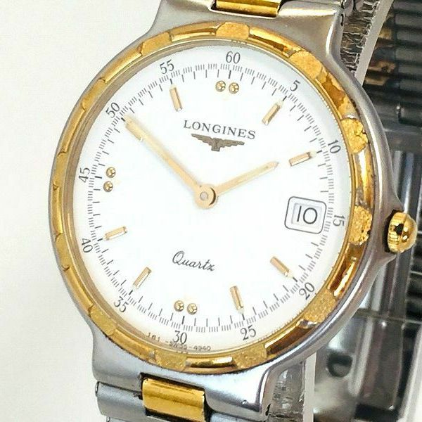 LONGINES Watch CONQUEST 161 4940 Quartz 18K Gold Plated St.Steel Date ...