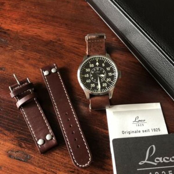 Laco Aachen 42 Automatic Pilot Men's Watch with 2 extra leather Nato ...