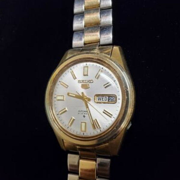 Vintage Seiko 5 Automatic 6119-8083 Mens Watch Original Bracelet (Gold ...