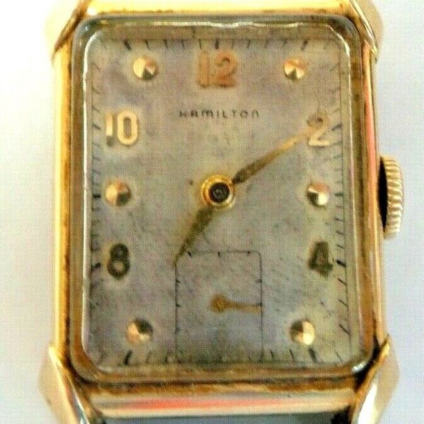 Vintage HAMILTON 982 Mens Tank Wristwatch 14k GOLD FILLED Winds and ...