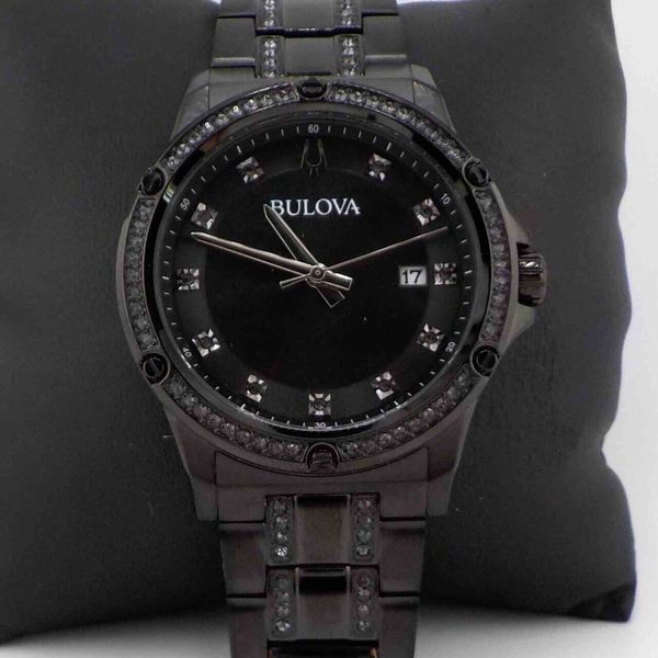 BULOVA BLACK ION PVD STAINLESS CRYSTAL QUARTZ MEN'S WATCH 98K119 $750. ...