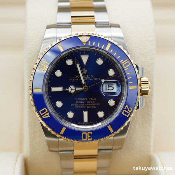 FSOT: Rolex 116613LB SUBMARINER BLUESY 2 TONE SUNBURST BLUE DIAL FULL ...