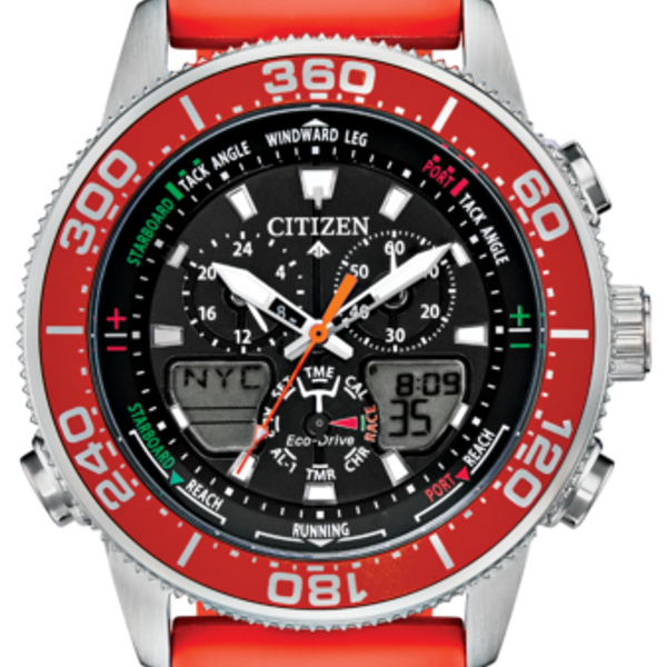 Citizen Eco-Drive Promaster Black Dial Orange Rubber Strap Mens Watch ...