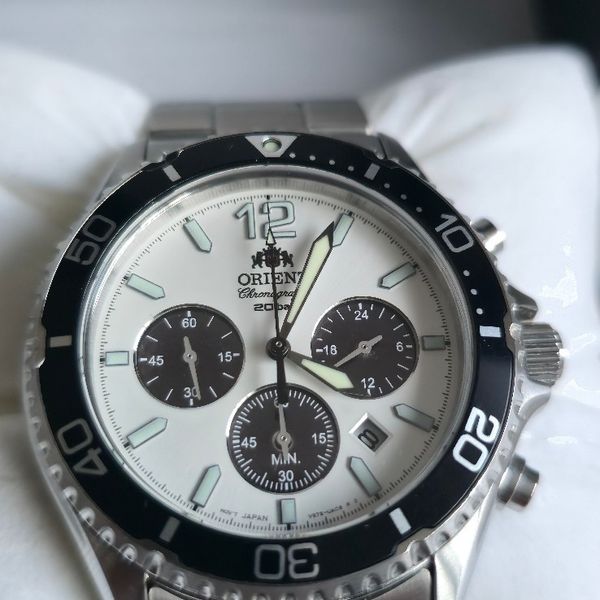 Orient Mako Solar Chronograph Panda RA-TX0203S10B 200M Men's Watch ...