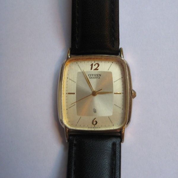 Citizen Quartz Watch for Men Rectangular Gold Tone Case 6030 ...