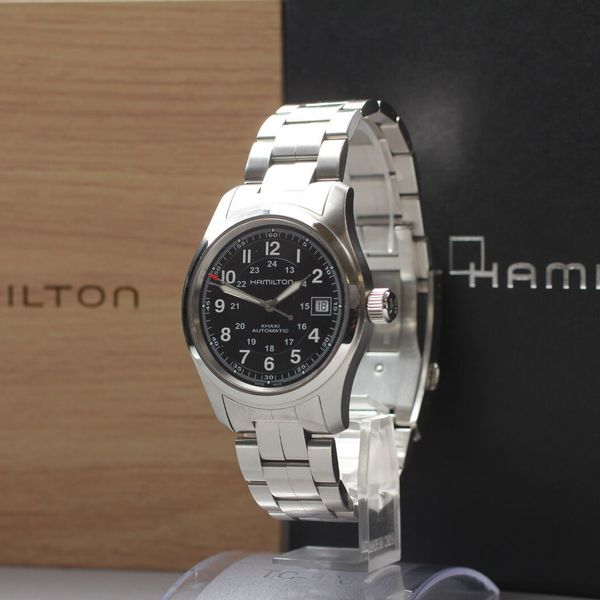 Box [N MINT] Hamilton Khaki Field H704450 Black Dial Automatic Men's ...