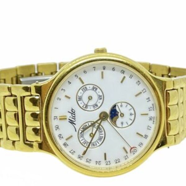 Mido Moon Phase Tripledate PERPETUAL CALENDAR MOONPHASE QUARTZ RARE ...