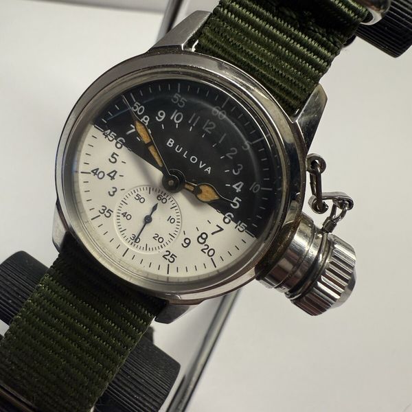WW2 BULOVA MILITARY WATCH 24 HOUR DAY/NIGHT DIAL WATCH W/BUSHIPS ...