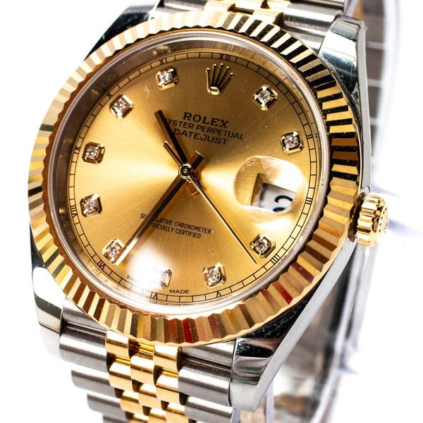 Rolex Mens 18K Yellow Gold / Stainless Steel Diamond Dial Datejust ...