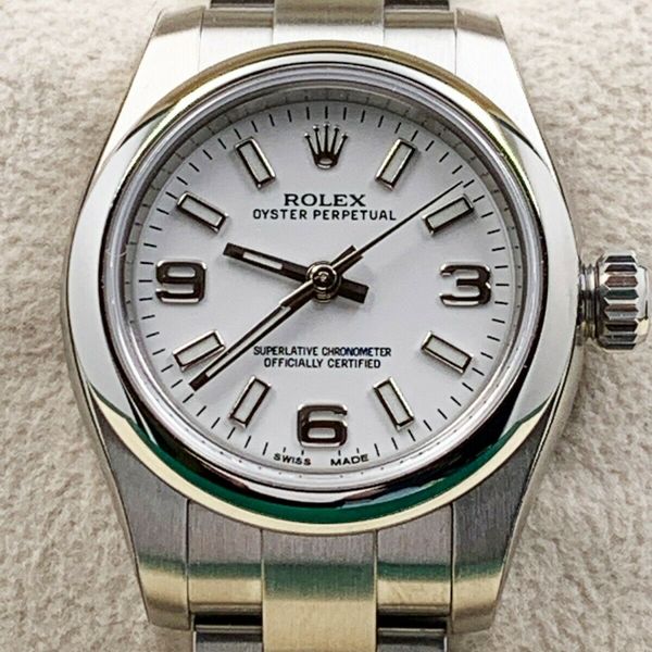 BRAND NEW Rolex 176200 Oyster Perpetual White Dial Stainless Box Papers ...