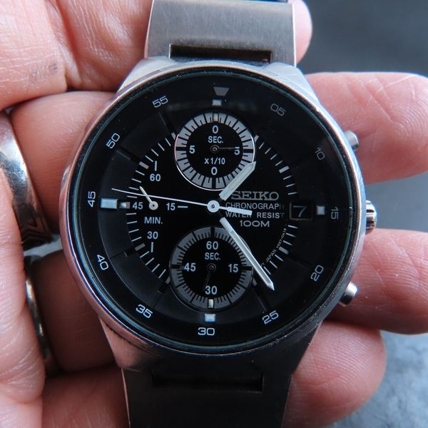 V657 Japan Seiko Chronograph Quartz Men Watch For Part Or Repair ...