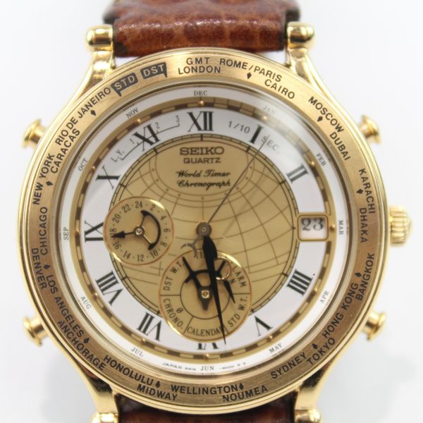 Mens Seiko World Timer Chronograph Watch Quartz Working | WatchCharts ...
