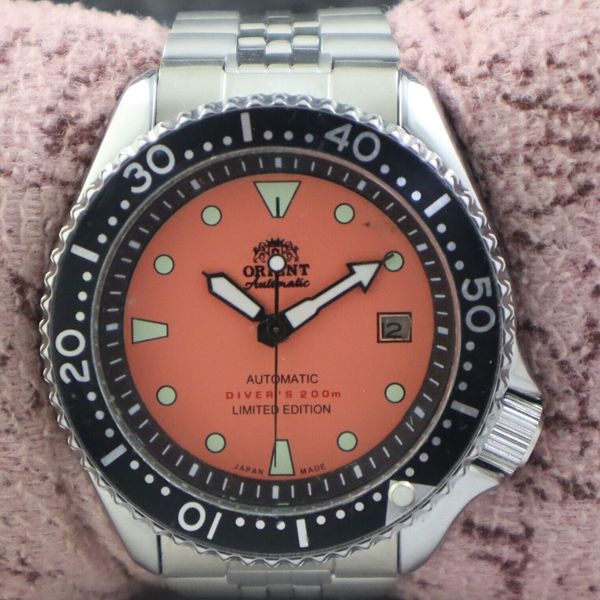 Orient Diver Men Automatic 21 Jew Orange Dial 'Date' Rotating Bezel ...