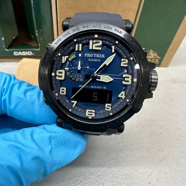 Casio Protrek TRIPLE SENSOR Digital Compass Solar Blue Mens Watch ...
