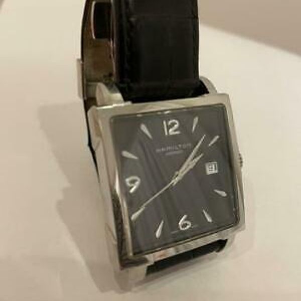 Authentic Hamilton Watch Jazzmaster Square Auto Men's black self ...