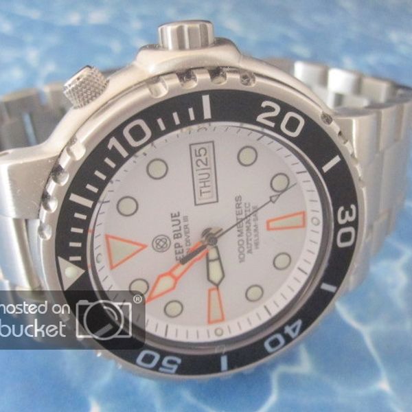 FS: SOLD! Deep Blue Sun Diver 3 1000 Meter diver white dial, exc condition! | WatchCharts