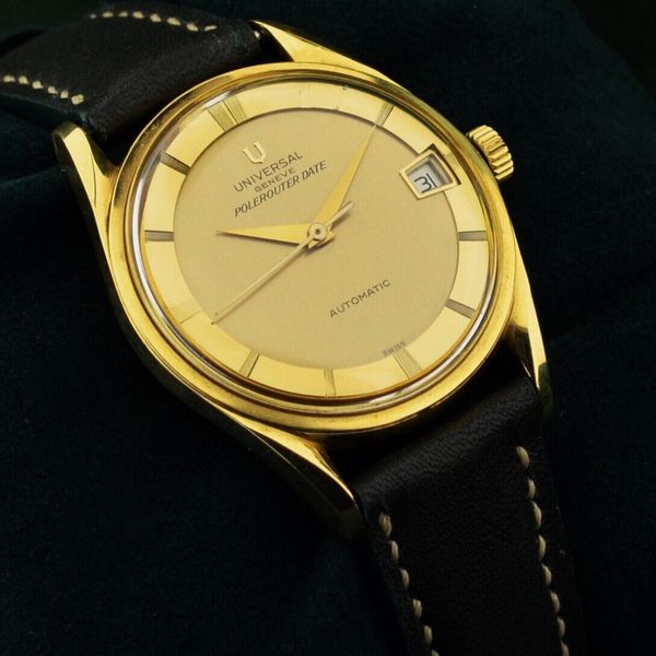 Rare Gerald Genta Universal Geneve Polerouter Date 18k Gold Microtor ...