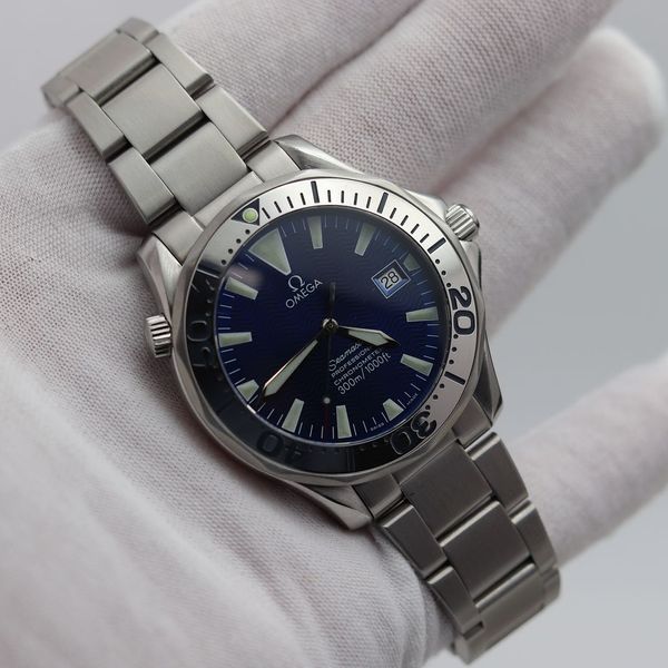 SOLD Omega Seamaster Pro SMP 2255.80 Electric Blue Wave Dial Sword Hands 41mm Full Size ...