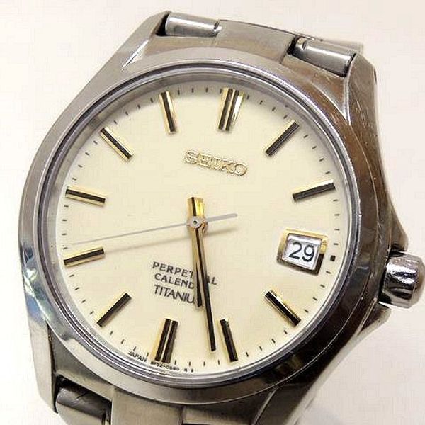 SEIKO Seiko 8F32-0400 perpetual calendar titanium quartz men's watch ...