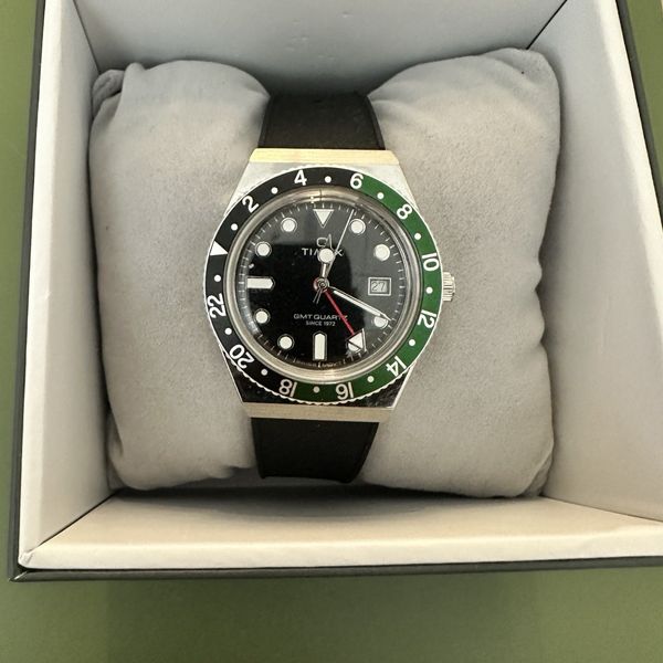 Timex Q GMT Watch Black Dial Green/Black Bezel Running With Box ...