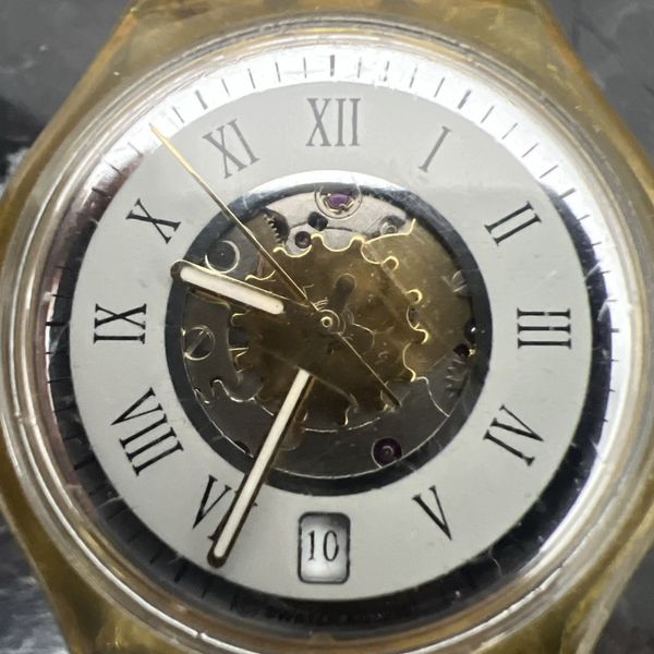 Rare Vintage Classic Swatch Automatic Skeleton Watch , Roman Numerals ...