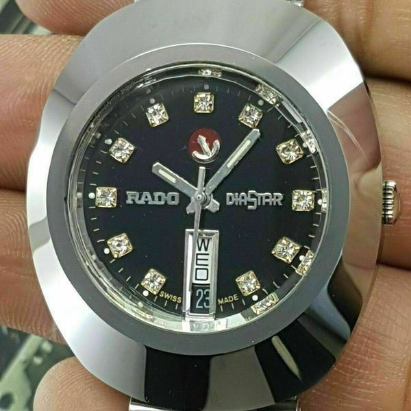 Vintage Rado Diastar Automatic 36mm Men's Wrist Watch White Stone Black ...