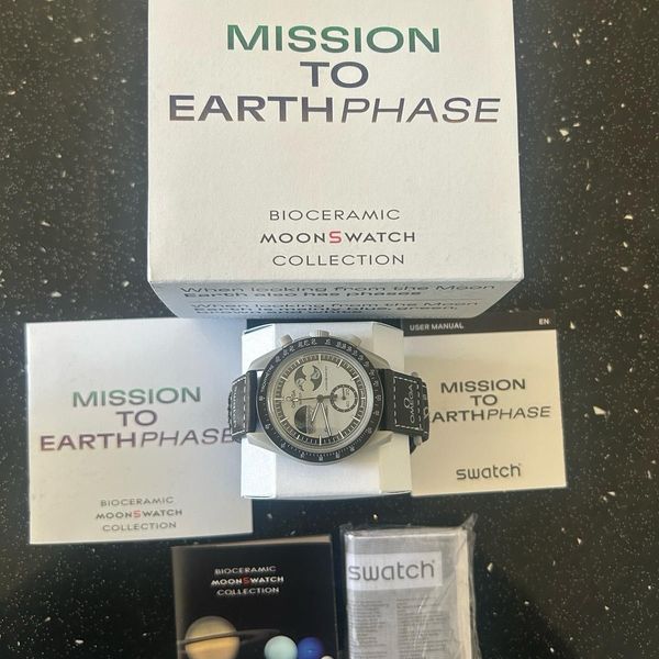 Swatch x OMEGA Mission to Earthphase Moonswatch Earth New Boxed ...