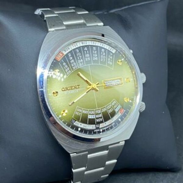 Vintage Orient Multi Year World Time Automatic Green Dial Watch Good ...