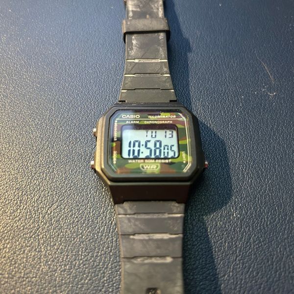 CASIO ILLUMINATOR QUARTZ WATCH DIGITAL GREEN CAMO DIAL MENS ...