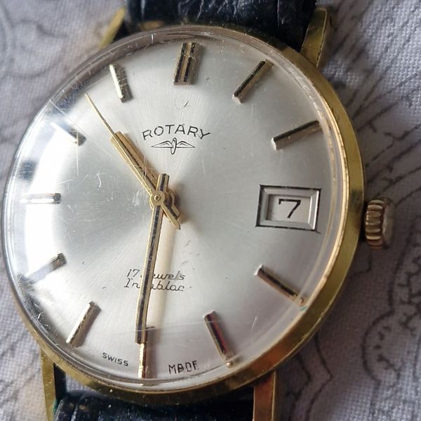 Mens Vintage Rotary 17 Jewels Incabloc Watch Swiss Made Wind Up Works ...