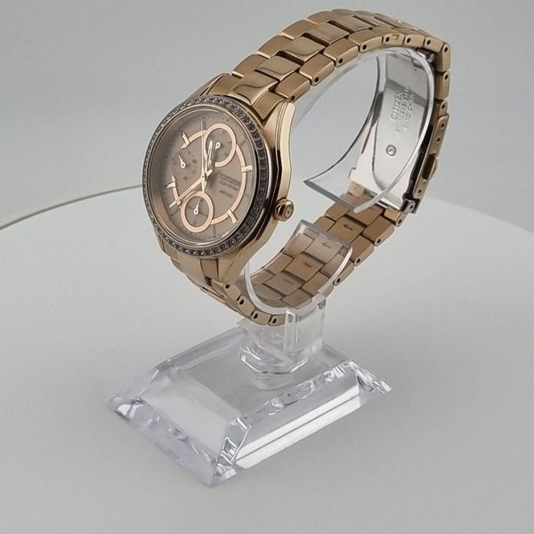 Citizen FD1063 Solar Powered Ladies Rose Gold Plated Stainless Steel ...