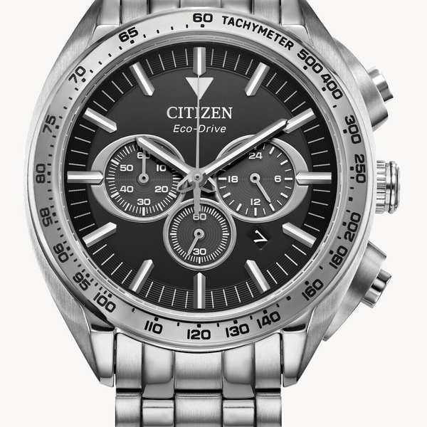 Citizen Eco-Drive Men's Carson Chronograph GMT Date Silver Watch 43MM ...