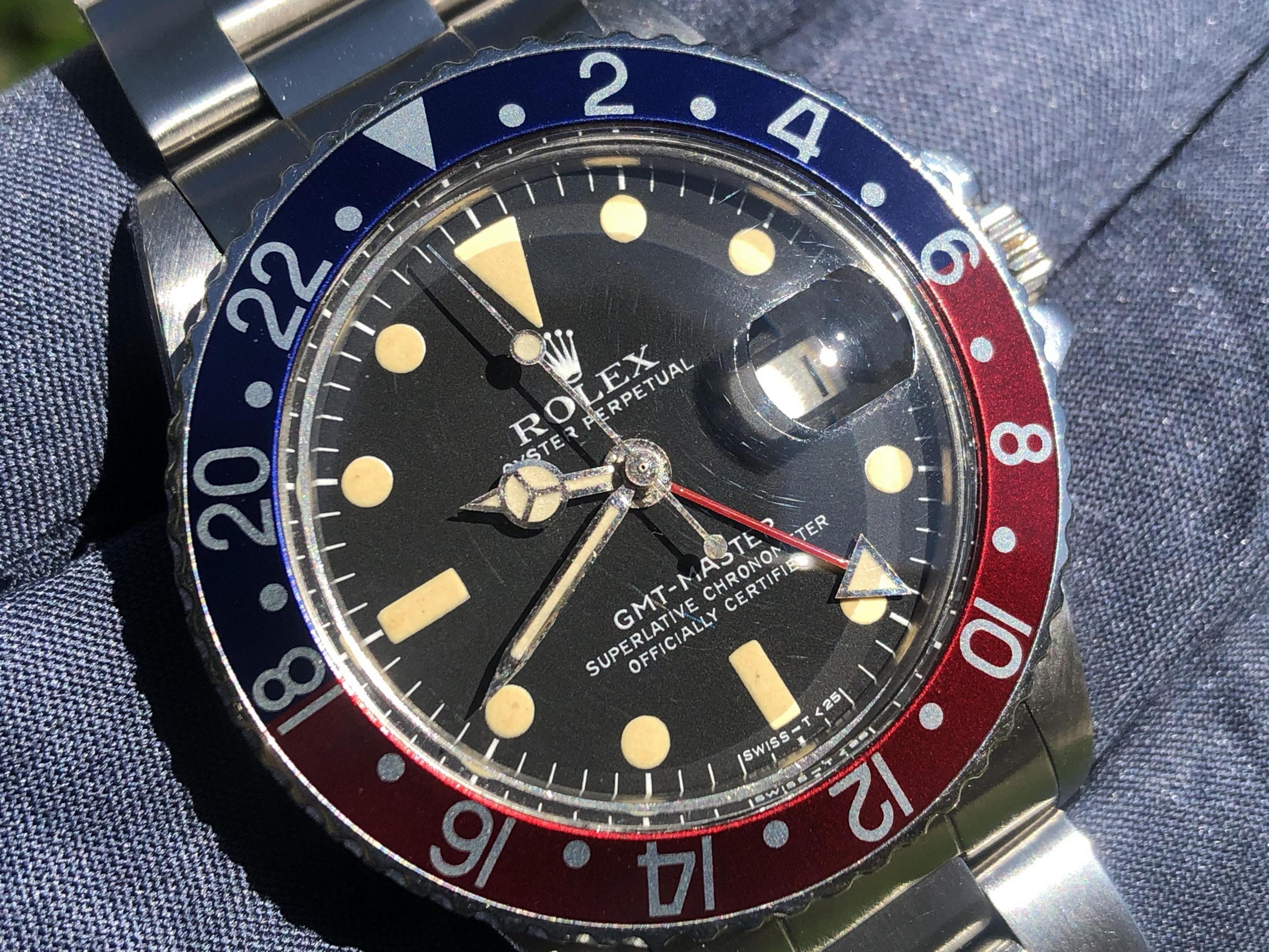 FSOT: 1976 Rolex GMT Master Pepsi ref 1675 (Mk4, Perfect Patina, Orange ...