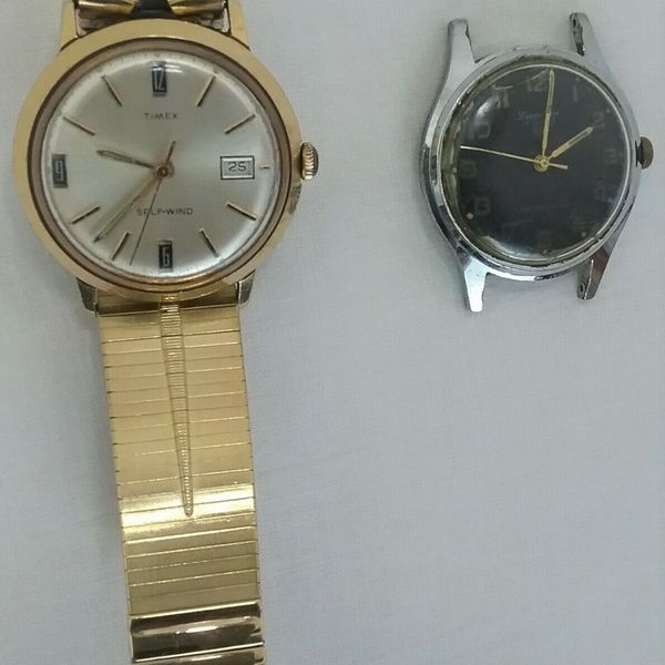 LOT of 2 Vintage TIMEX Men's WRISTWATCH LANDAU Face ONLY Parts or Not ...