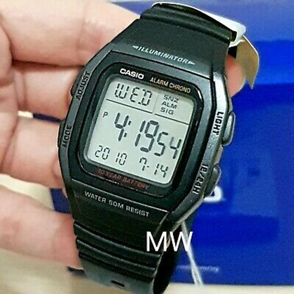 Casio Digital Retro Black Resin Dual Time 10 Year Battery Watch W96H W-96H-1B | WatchCharts ...