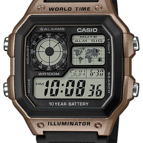 Casio Ae1200wh-5av World Time Watch Chronograph 5 Alarms 10 Year ...
