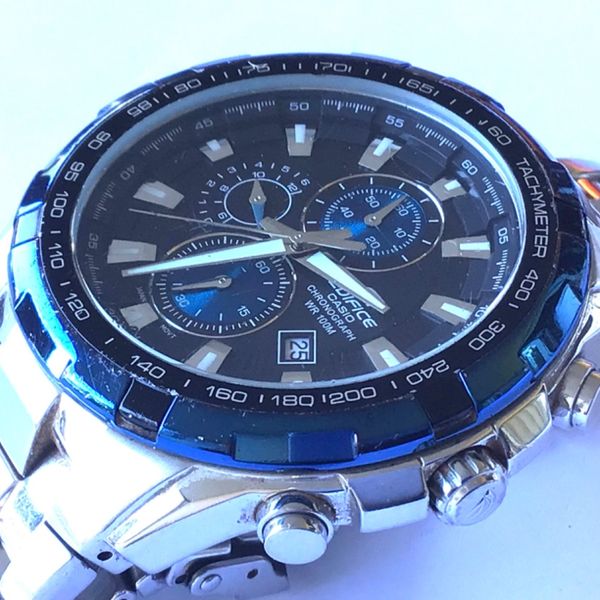 CASIO EDIFICE Blue/Black Dial Chronograph Three-Eye EF-539 Watch ...